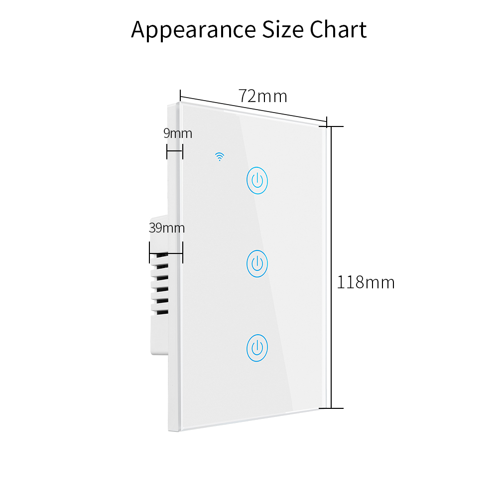 WiFi Smart US Touch Glass Switch Panel 1-4 Gang(RSH-SP001-004-US ...
