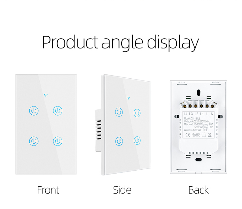 WiFi Smart US Touch Glass Switch Panel 1-4 Gang(RSH-SP001-004-US ...