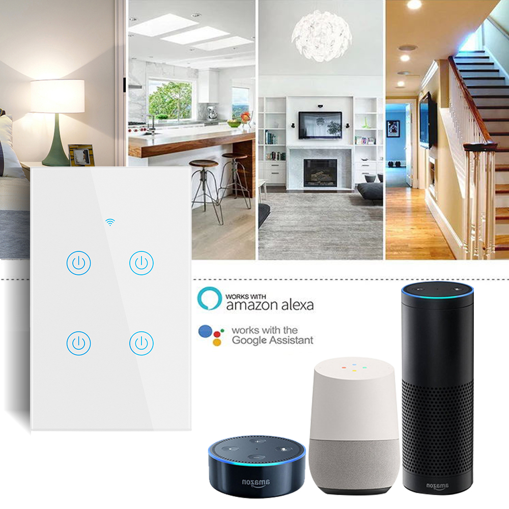 WiFi Smart US Touch Glass Switch Panel 1-4 Gang(RSH-SP001-004-US ...